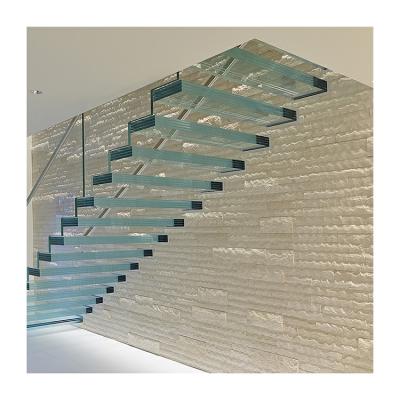 China Interior stairs tempered glass stair glass floating staircase for sale