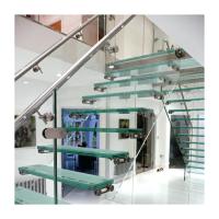 China Straight stairs glass staircase cost floating stairs glass for sale