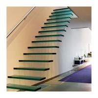 China Winding stair glass stairs price floating stairs glass railing for sale