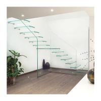 China Winding stair glass stairs price floating stairs glass railing for sale