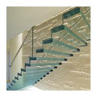 China Winding stair glass stairs price floating stairs glass railing for sale