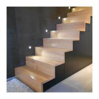 China Straight Cantilever Floating Stairs Modern Glass Wood Staircase for sale