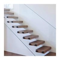 China Wood floating stiarcase beech wood staircase prefabricated floating stair design for sale
