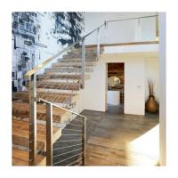China Wood floating stiarcase beech wood staircase prefabricated floating stair design for sale
