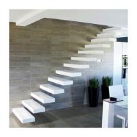 China Wood floating stiarcase beech wood staircase prefabricated floating stair design for sale