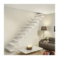 China Stainless steel wood floating stairs wood floating staircase stair tread for sale