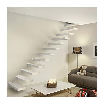 China Stainless steel wood floating stairs wood floating staircase stair tread for sale