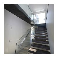 China Stainless steel wood floating stairs wood floating staircase stair tread for sale
