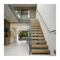 China Stainless steel wood floating stairs wood floating staircase stair tread for sale