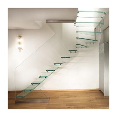 China Free hanging staircase with glass treads glass handrails for floating stairs for sale