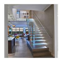 China Free hanging staircase with glass treads glass handrails for floating stairs for sale