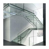 China Tempered Glass Floating Wood Staircase Loft Glass Stairs Grill Design for sale