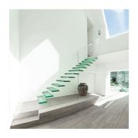 China Tempered Glass Floating Wood Staircase Concrete Glass Stairs Design for sale