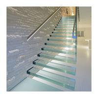 China Tempered Glass Floating Wood Staircase Concrete Glass Stairs Design for sale
