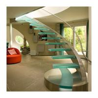 China Stage Cantilever Floating Stairs Railings Safety Glass Floating Staircase for sale