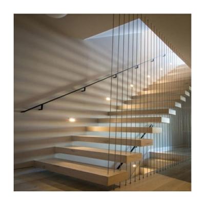 China Modern Cantilever Floating Stairs Beech Wood Plate Indoor Floating Staircase for sale