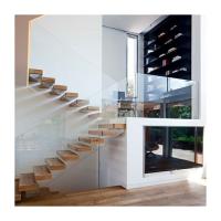 China Solid Wood Floating Stairs Customized Modern With 30mm Oak Tread for sale