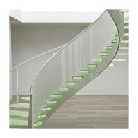 China Indoor decoration SGP glass curved precast concrete stairs house plans with curved stairway for sale