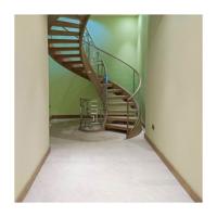 China Timber wood tread arched stairs Mali curved stairway with landing for sale
