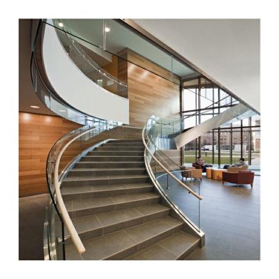 China Solid timber steps curved staircase manufacturers French Polynesia arched stairway for sale