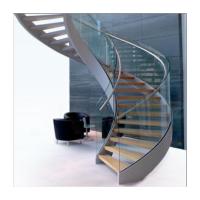 China Wooden tread half circle stairs Turkey framing curved stairway on site for sale