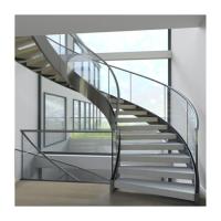 China Timber wooden steps steel round staircase design Dominican Republic beautiful curved stairway for sale