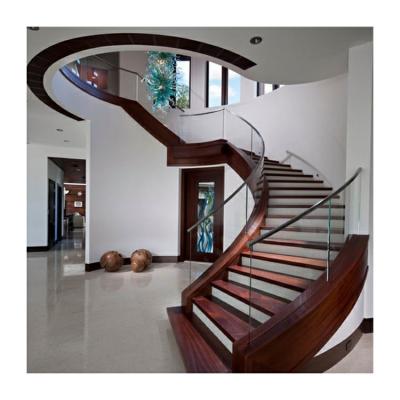 China Solid timber steps curved deck stairs Italy floating curved stairway for sale