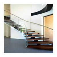China Solid wooden step outdoor round staircase Los Angeles curved stairway prices for sale