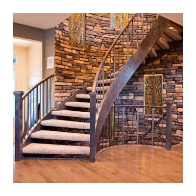 China Wooden tread curved stair lift Bermuda customize curved stairway for sale