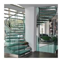 China Reliable quality double layer glass luxury curved staircase stainless steel semi curved stairway for sale