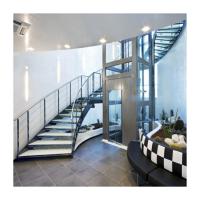 China High quality tmepered glass curved-round-spiral steel staircase white curved stairway for sale