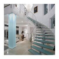 China High quality tmepered glass curved-round-spiral steel staircase white curved stairway for sale
