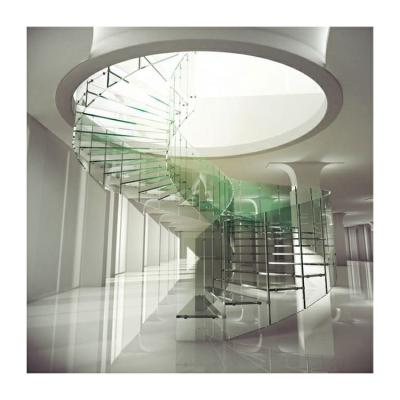 China Best sale pvb laminated glass curved deck stairs deck curved stairway for sale