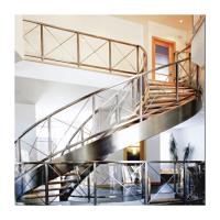China Wood treads half circle stairs design Trinidad and Tobago deck with curved stairway for sale