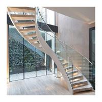 China Timber wooden treads luxury modern curved staircase Canberra curved stairway ireland for sale