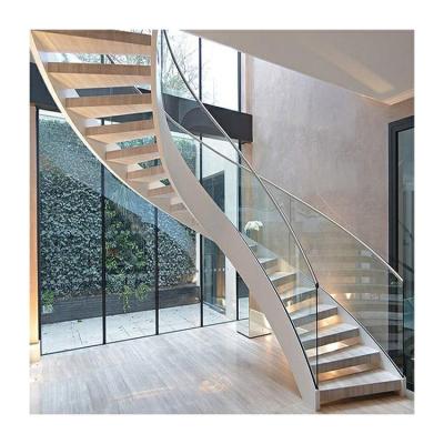 China Timber wooden treads luxury modern curved staircase Canberra curved stairway ireland for sale