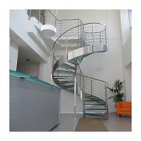 China Newest design SGP glass curved metal staircase stairway curved for sale