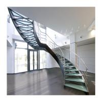 China Newest design SGP glass curved metal staircase stairway curved for sale
