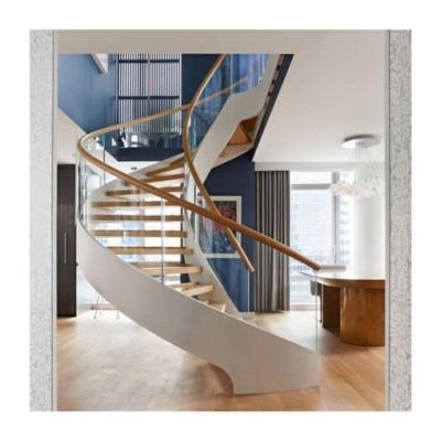 China Timber wood step curved stairways Nigeria arcways spiral stairway for sale