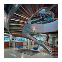 China Timber wood step curved stairways Nigeria arcways spiral stairway for sale