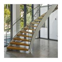 China Timber wooden tread curved staircase dwg Guinea curved stairway design for sale