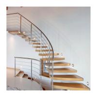 China Timber wooden step curved stair treads Norway small curved stairway for sale
