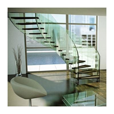 China The cheapest sgp laminated glass curved staircase house with curved stairway for sale