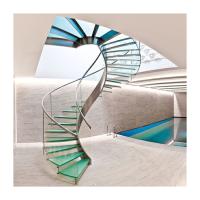 China The cheapest sgp laminated glass curved staircase house with curved stairway for sale