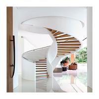 China Wood step modern curved round staircase Laos stairway runner curved stairway for sale