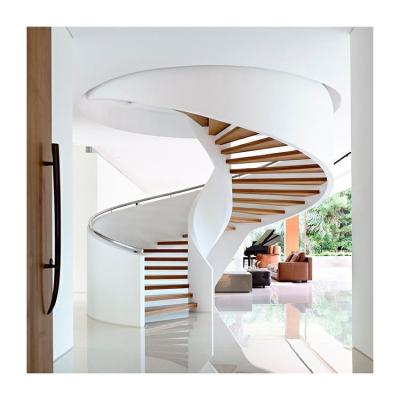China Wood step modern curved round staircase Laos stairway runner curved stairway for sale