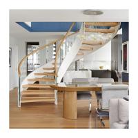China Wood step modern curved round staircase Laos stairway runner curved stairway for sale