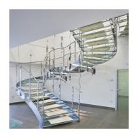 China Customized safety glass beautiful curved staircase grand curved stairway for sale