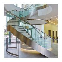 China Newest design triple glass curved bannister staircase arc stairs for sale