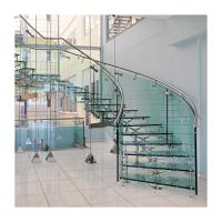 China Newest design triple glass curved bannister staircase arc stairs for sale
